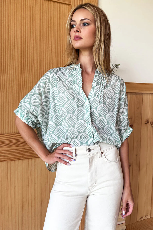 Mandarin Collar Top - Elm Organic
